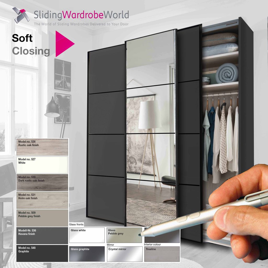 Fully Assembled Wardrobe Soft Close Sliding Doors | 300cm Wide | 3 ...