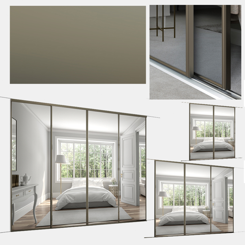 SpacePro NICKEL (Brass Gold ) CLASSIC Sliding Wardrobe Mirror Door Kits ...