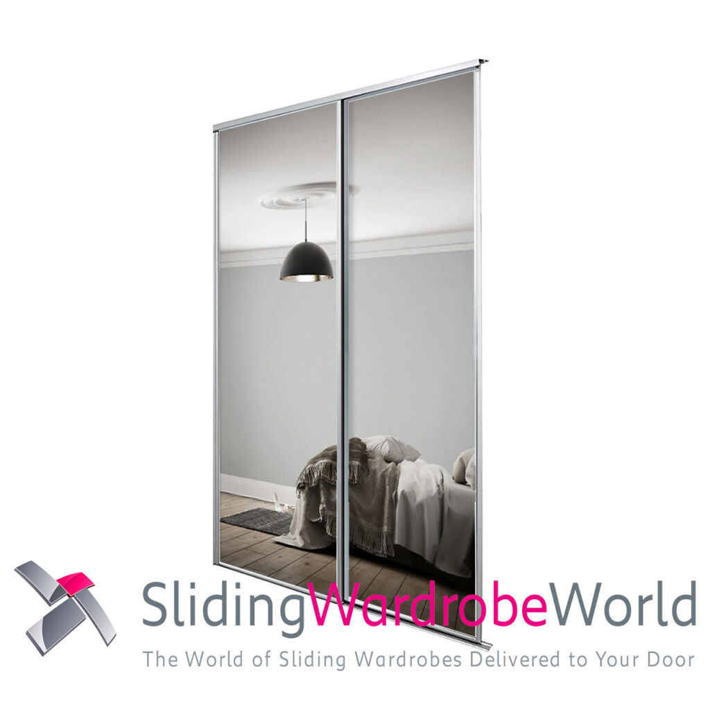SpacePro HERITAGE SILVER Frame 1 PANEL Mirror Sliding Wardrobe Door ...