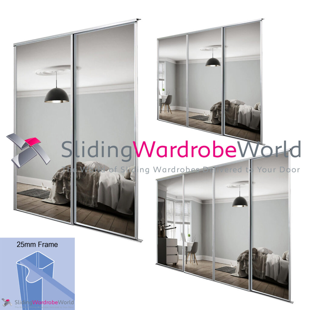 SpacePro HERITAGE SILVER Frame 1 PANEL Mirror Sliding Wardrobe Door ...