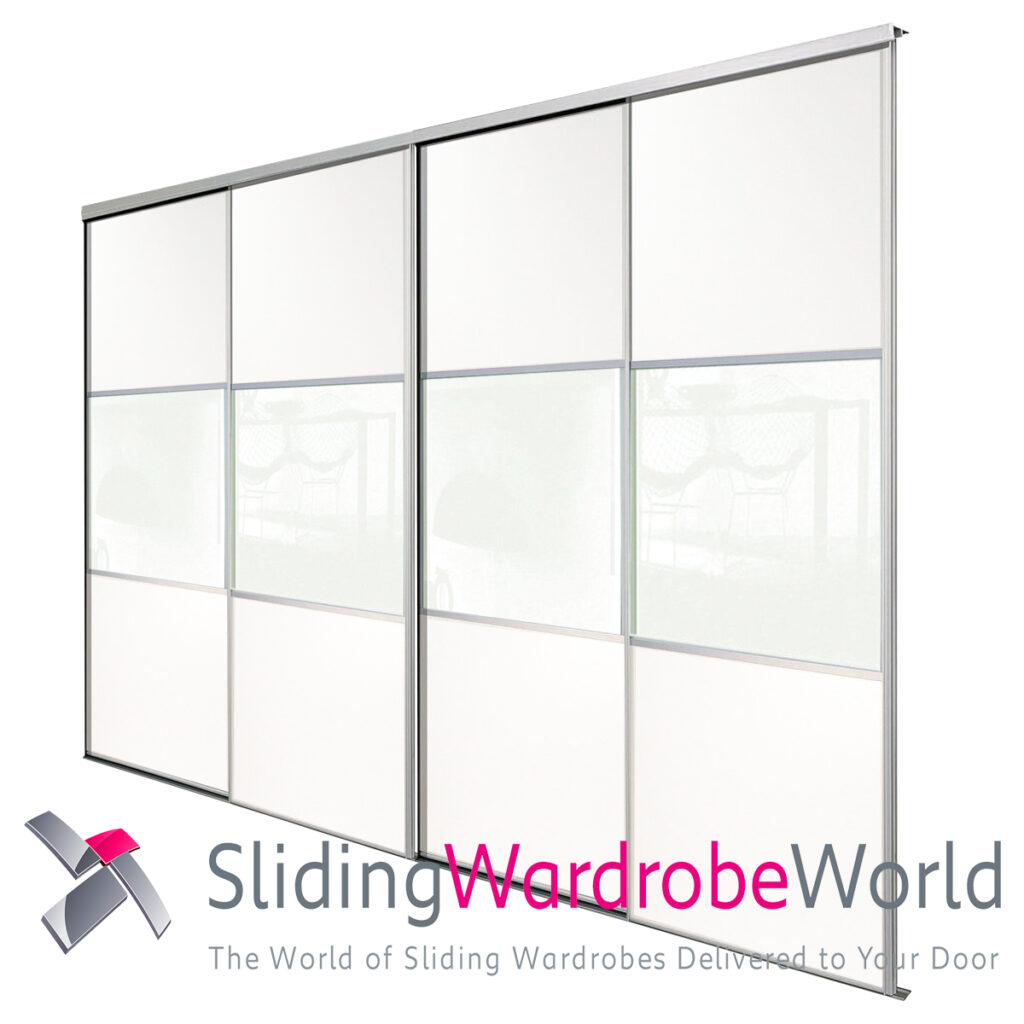 SILVER Frame ARCTIC WHITE Glass WIDELINE 'SpacePro' Sliding Door Kits ...