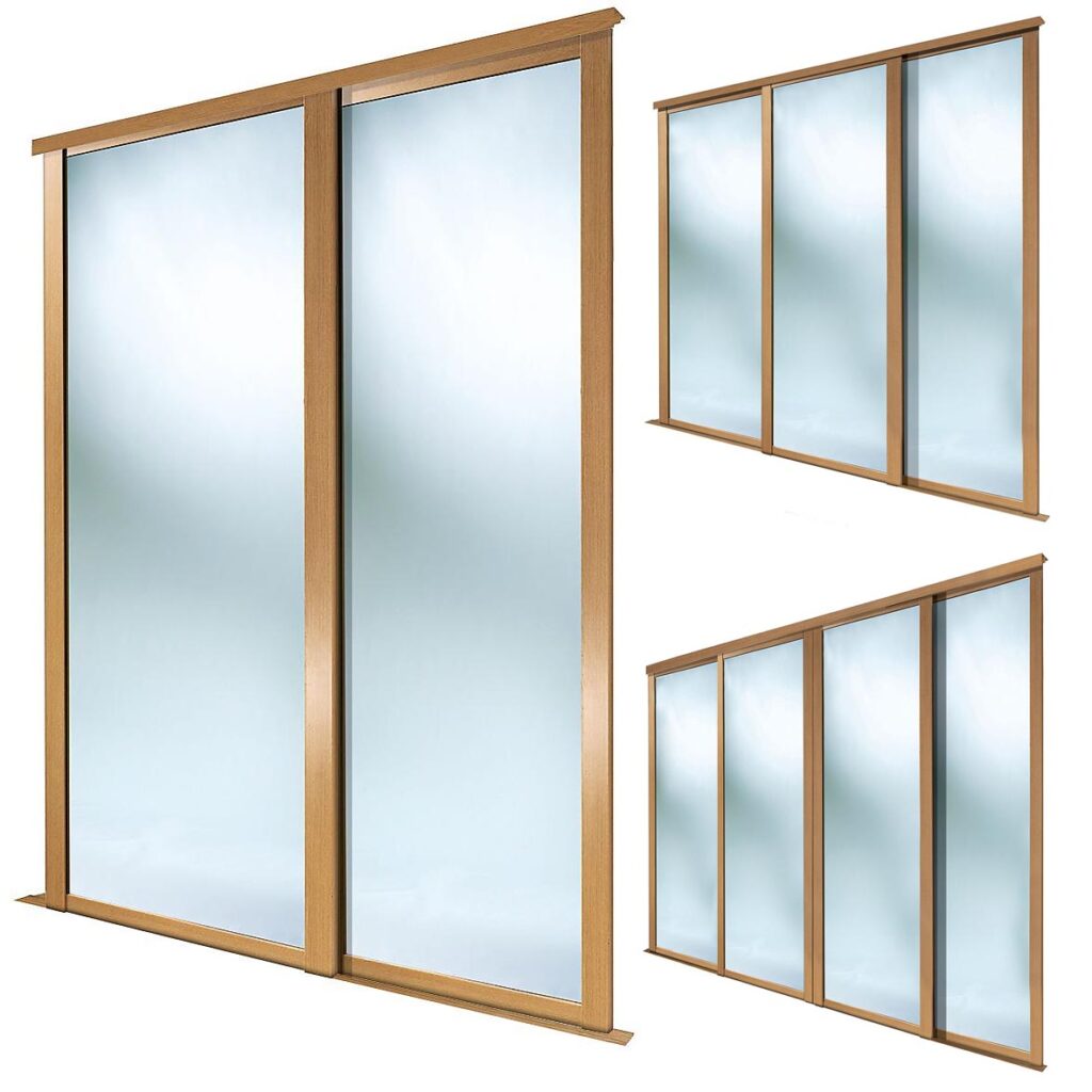 SHAKER Oak Mirror Sliding Door Kits (2, 3 or 4 Door & 8 Different Sizes ...