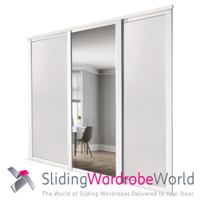 SpacePro WHITE SHAKER Sliding Wardrobe Door & Track Kits (All Sizes ...