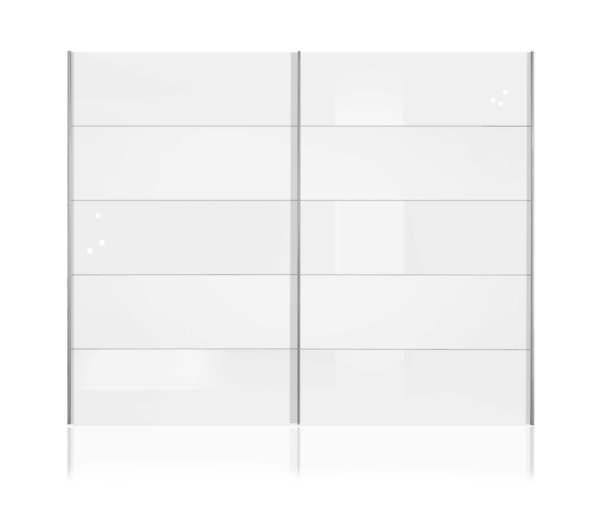 Inline sliding wardrobe white with 6 pure white glass panels - Sliding ...