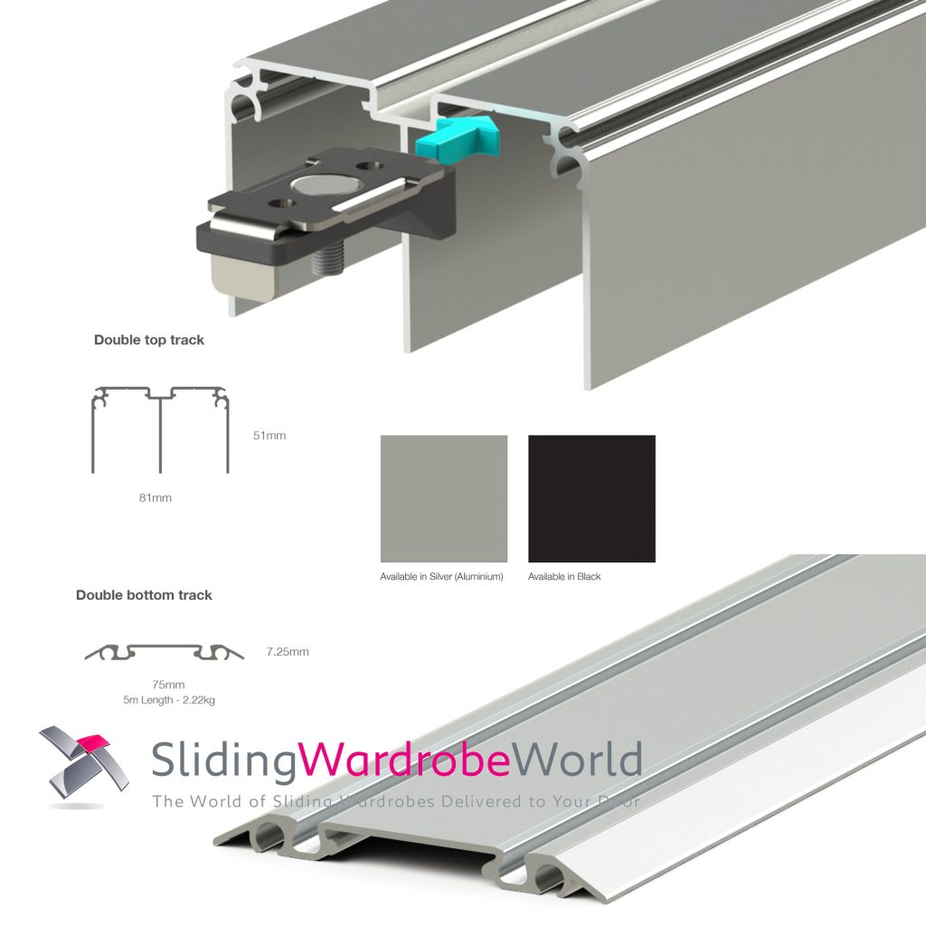 Minimalist Aluminium Sliding Wardrobe Door Trackset - Sliding Wardrobe ...