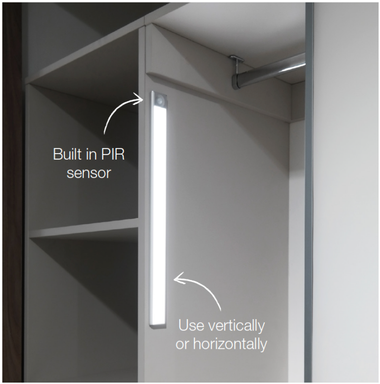 Motion Sensor Wardrobe Light - LED Strip Light with PIR Movement Sensor ...