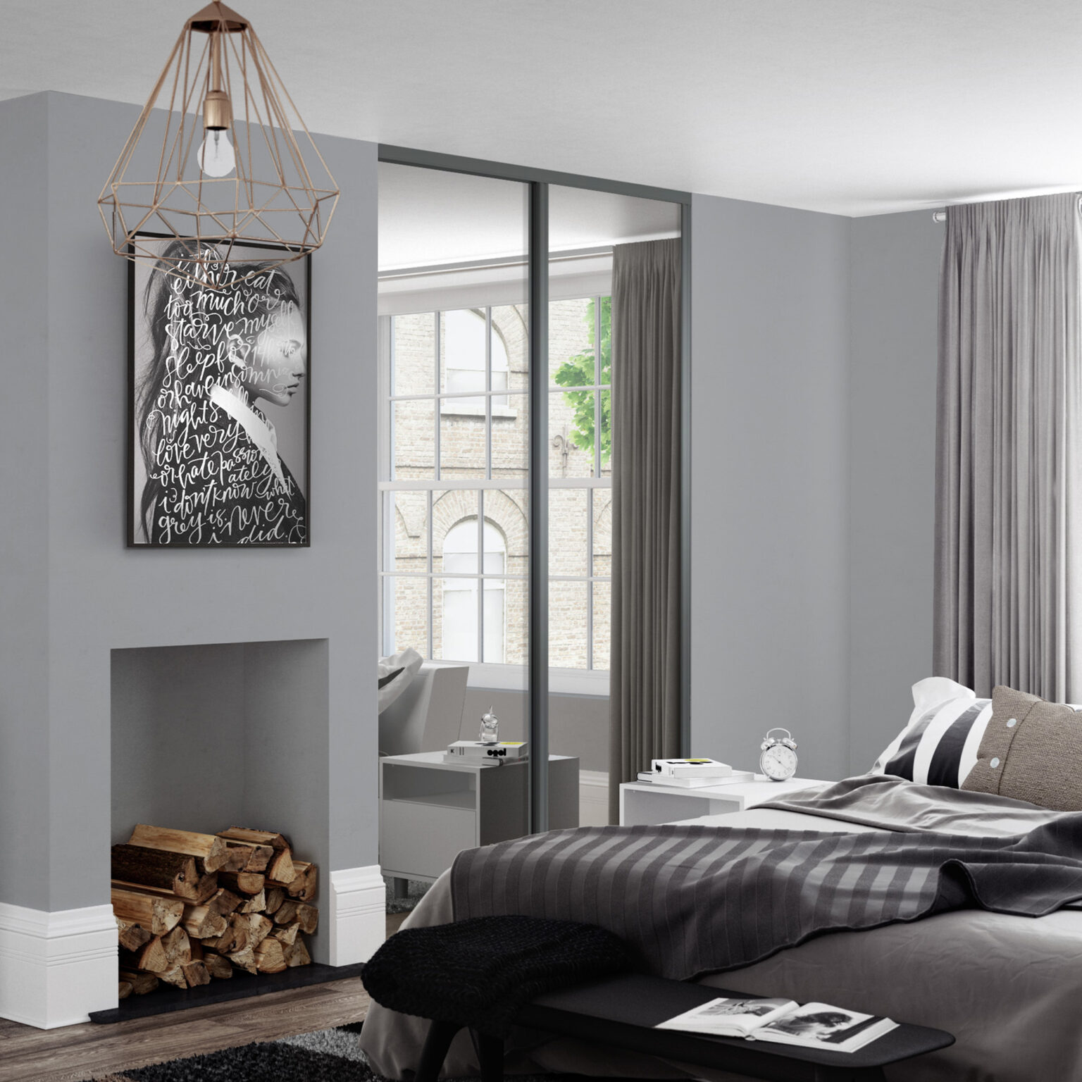 SpacePro GRAPHITE Heritage Sliding Wardrobe Door Kits - Various widths ...