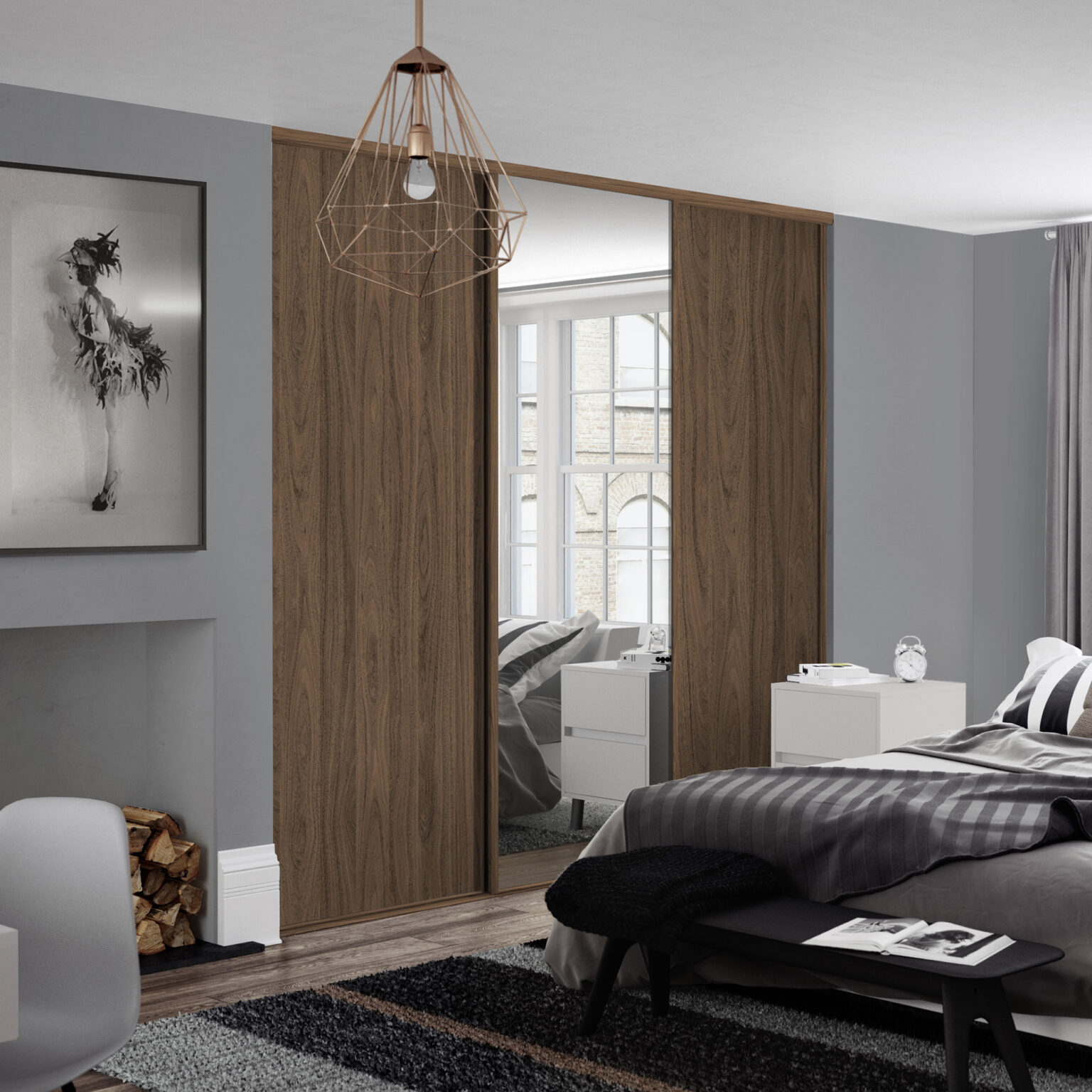 SpacePro 'New' CLASSIC Carini WALNUT Sliding Wardrobe Door Kits - All ...