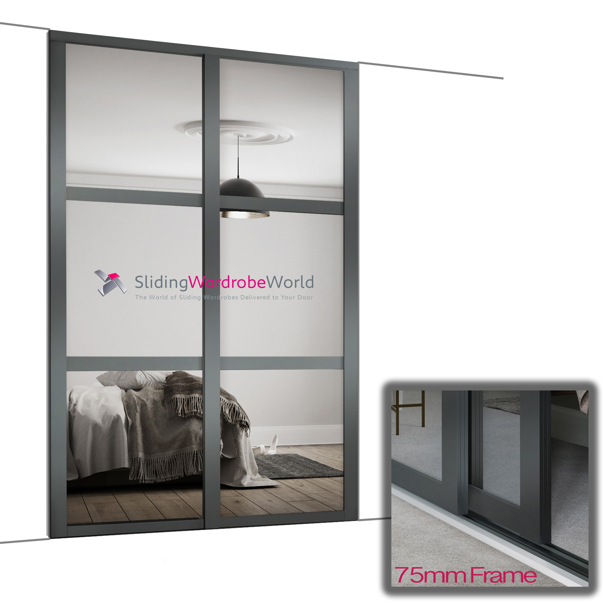 SpacePro GRAPHITE SHAKER Sliding Wardrobe Door Kits - Various widths | eBay