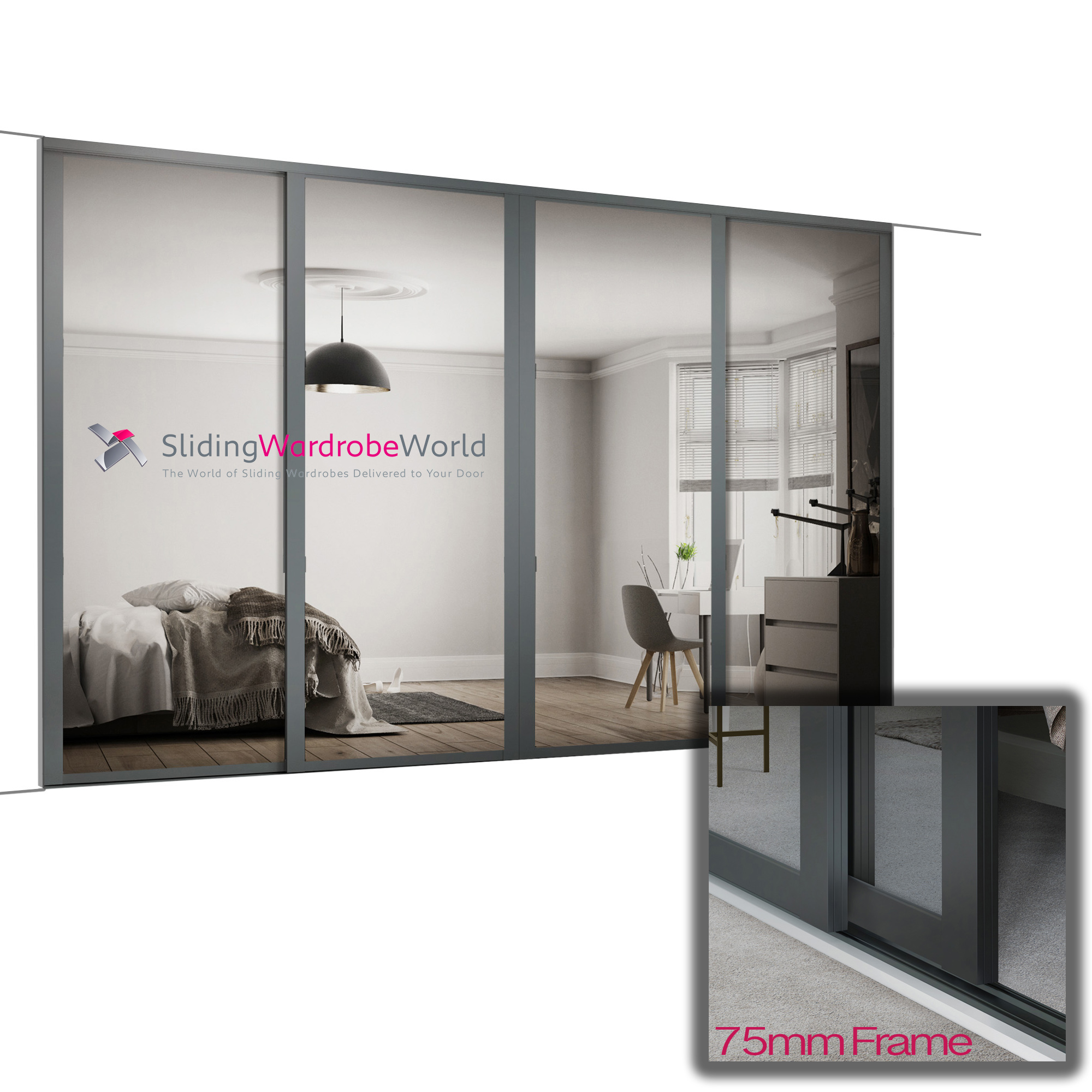 SpacePro GRAPHITE SHAKER Sliding Wardrobe Door Kits - Various widths ...