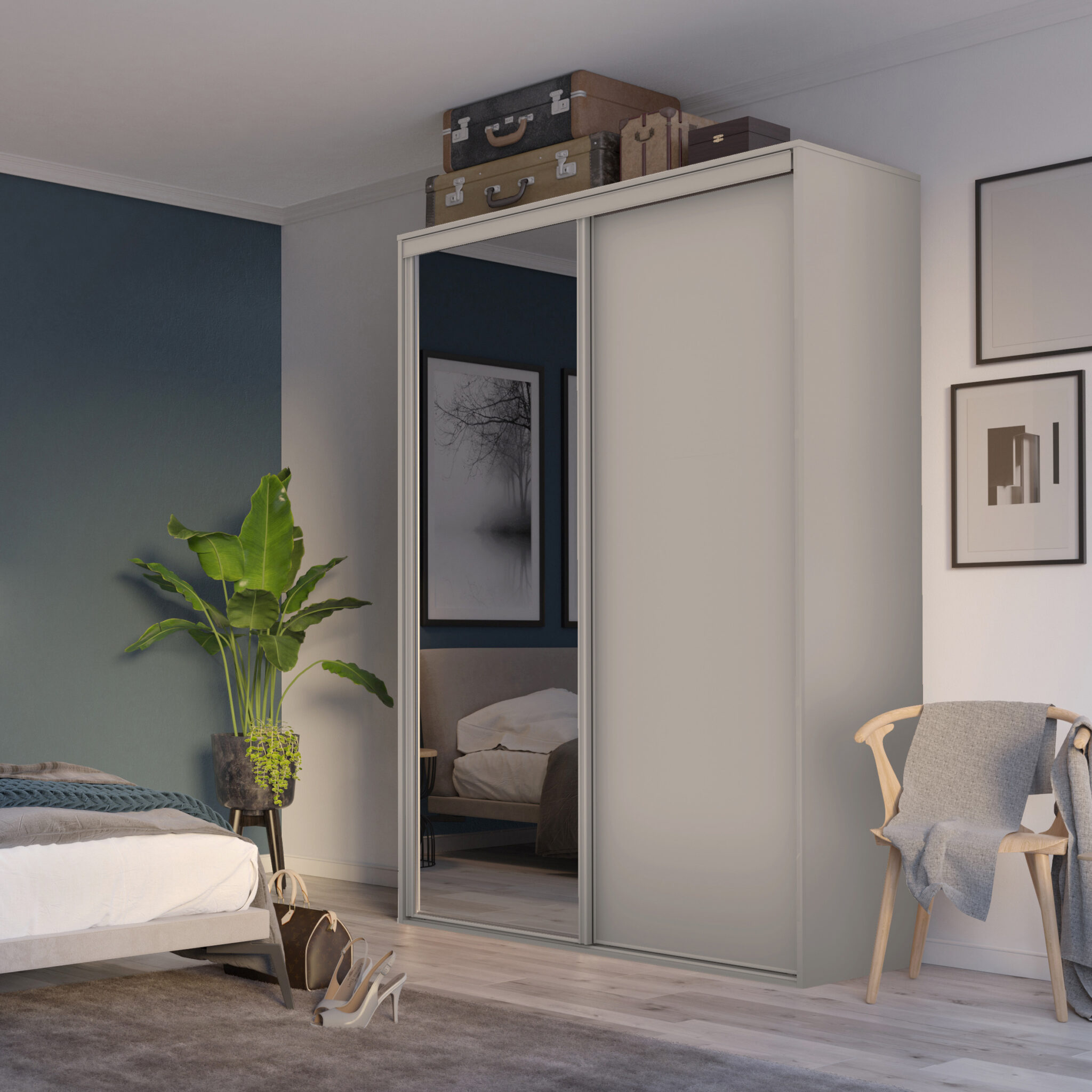 SpacePro Complete Free Standing Sliding Wardrobe - 2 Doors - Cashmere ...